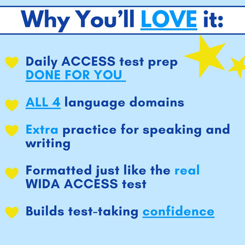 WIDA Test Prep Bundle (Digital & Print): Grades 1-12 - Inspiring Young ...
